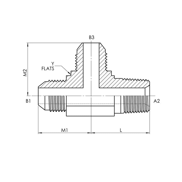 Male JIC x Male NPT x Male JIC Tee, Stainless Steel - HTX Fluid Power