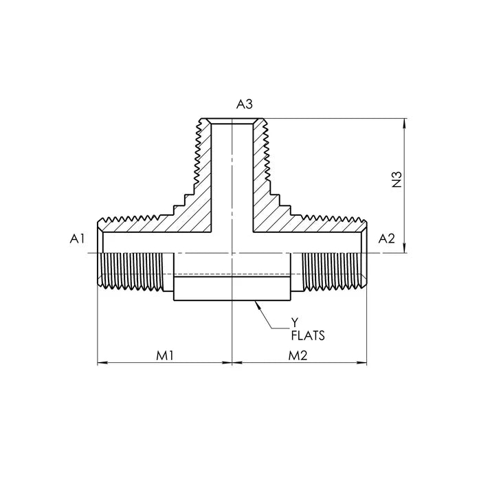 Male NPT x Male NPT x Male NPT Tee, Stainless Steel - HTX Fluid Power