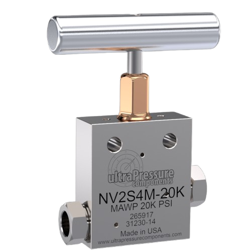 1/4" MP Female Needle Valve 2-Way Straight, Stainless Steel - 20K psi ...